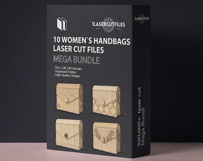 Laser Cut Women Handbags SVG Bundle | 10 Purses Vector Designs | DXF ...