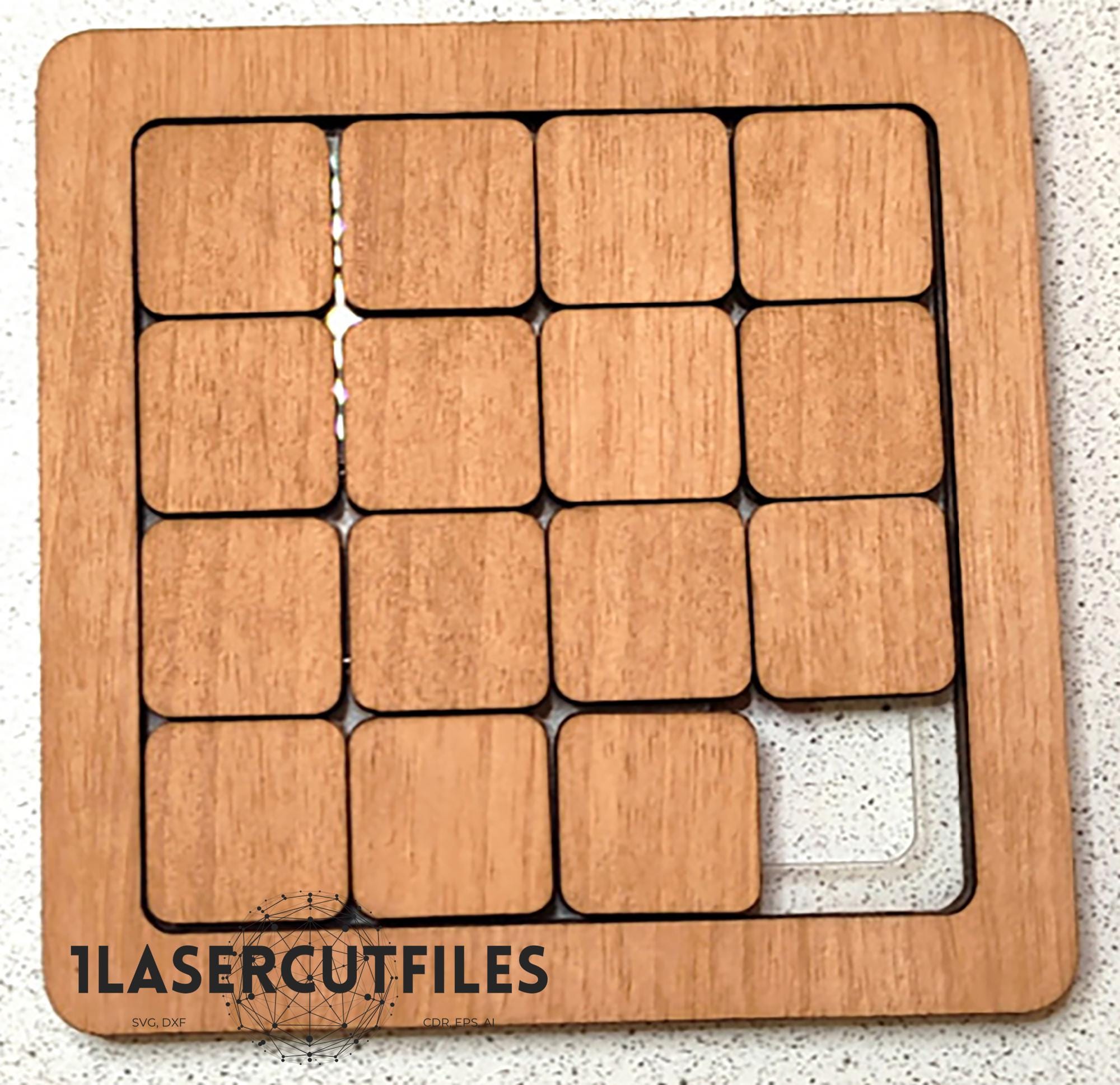Laser Cut Wooden Fifteen Puzzle Game Svg Template Glowforge Beer Holder ...