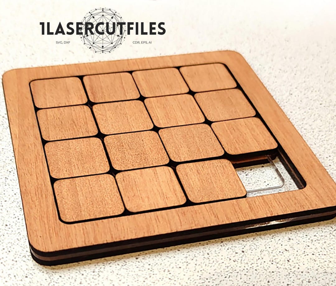 Laser Cut Wooden Fifteen Puzzle Game Svg Template Glowforge Beer Holder ...