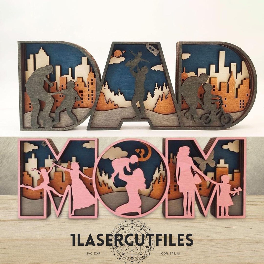 Laser Cut Multilayer Mom and Dad Mandala 3d SVG Bundle Glowforge Wood Mandala Svg Files Vector ...