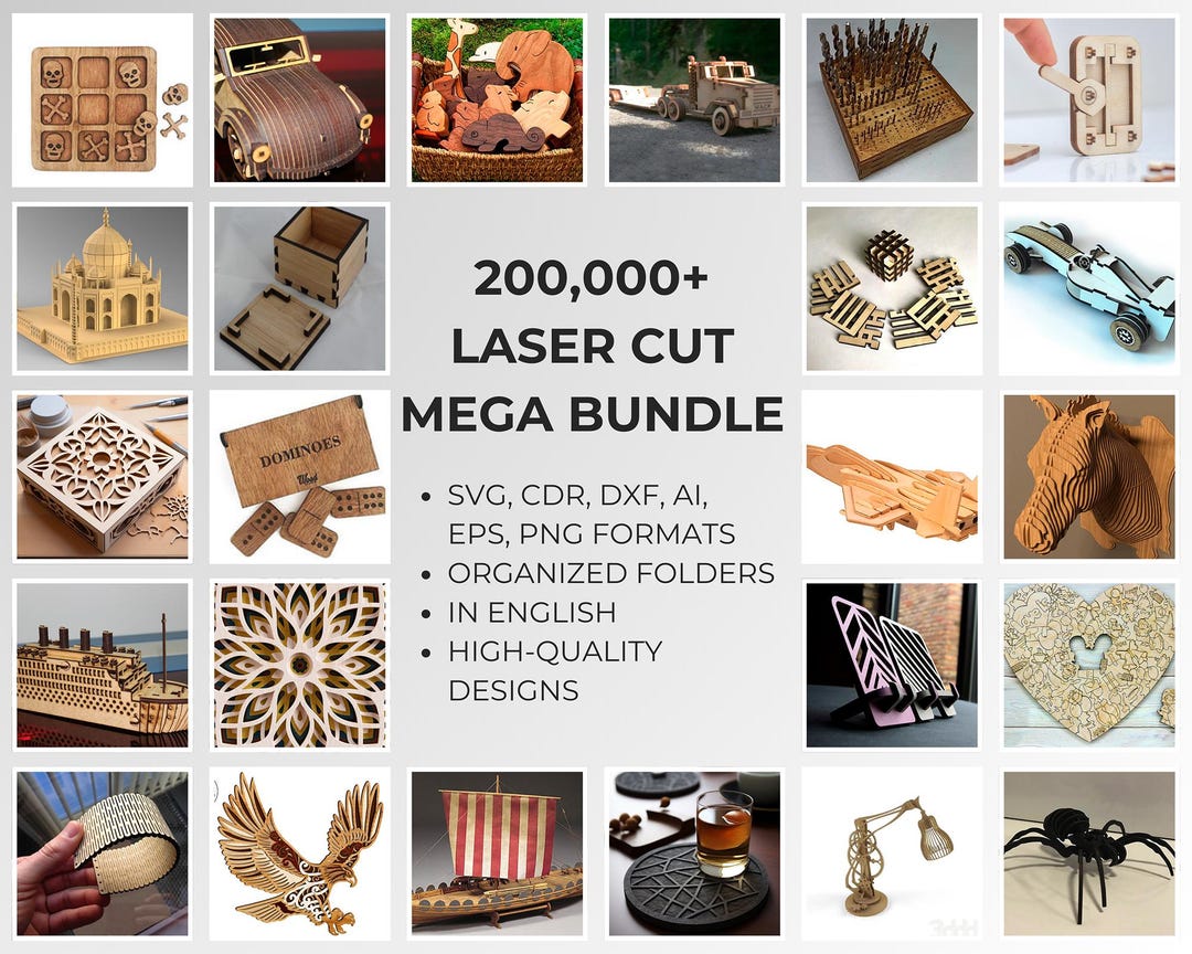 Laser Cut Files 200k Mega Pack Dxf Files 3D 2D Mega Bundle SVG CNC ...