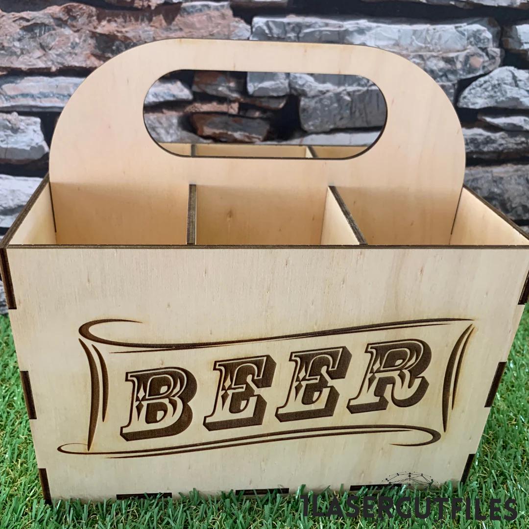 Laser Cut Wooden 6 Pack Beer Caddy Svg Template Glowforge Beer Holder ...
