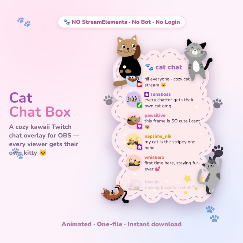 Cat Twitch Chat Overlay | Cute Cat Avatars by Username | Animated ...