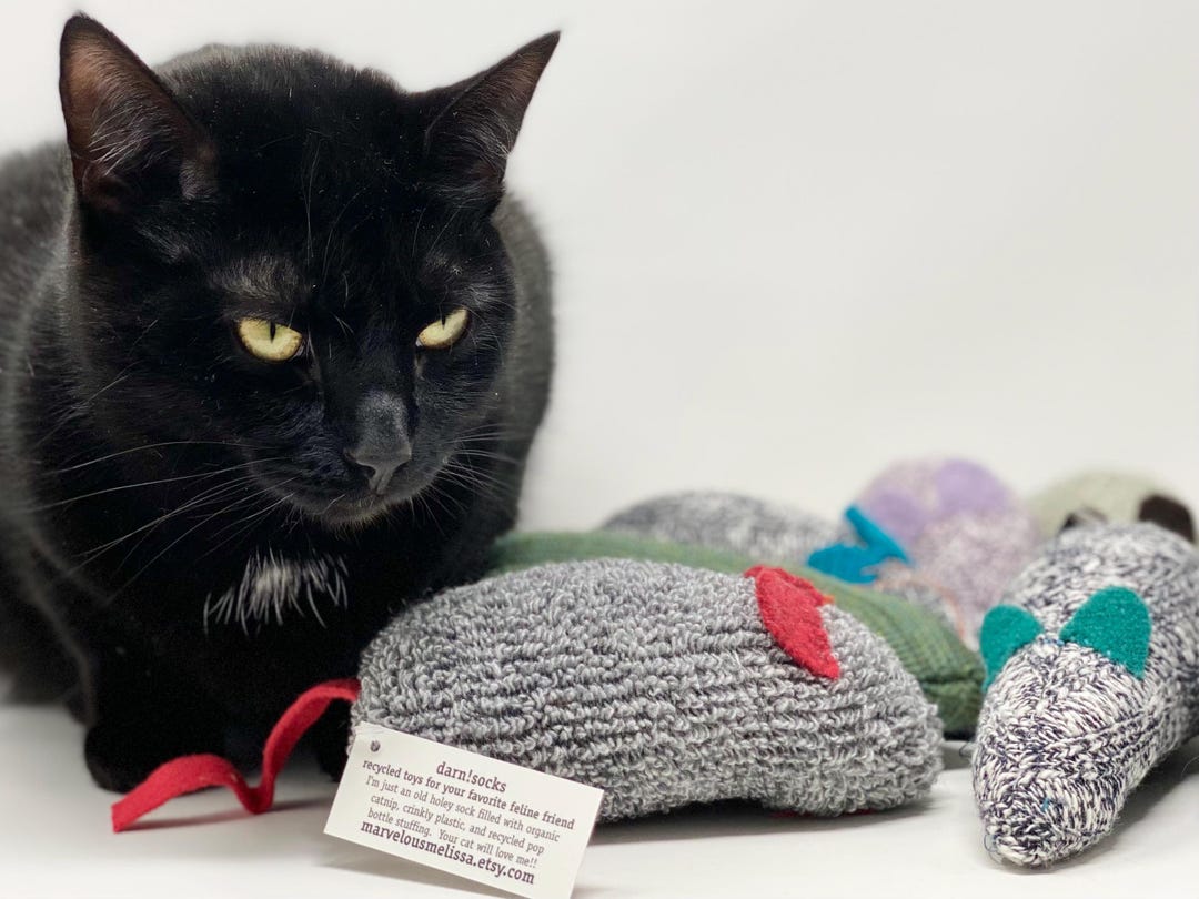 Organic Catnip Sock Mouse: Eco-friendly Crinkle Cat Toy - Etsy