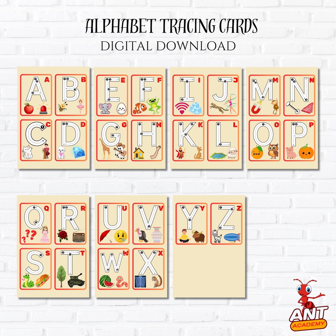 Tracing Alphabet Cards Fun and Educational Printable for Kids Learn ...