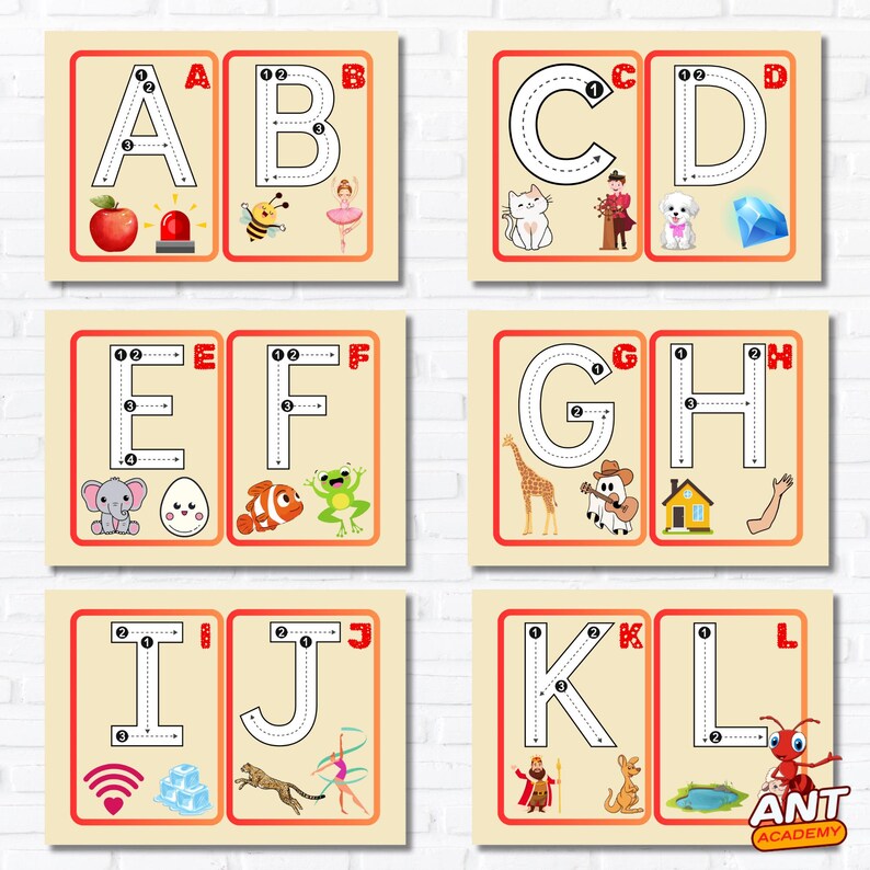 Tracing Alphabet Cards Fun and Educational Printable for Kids Learn ...