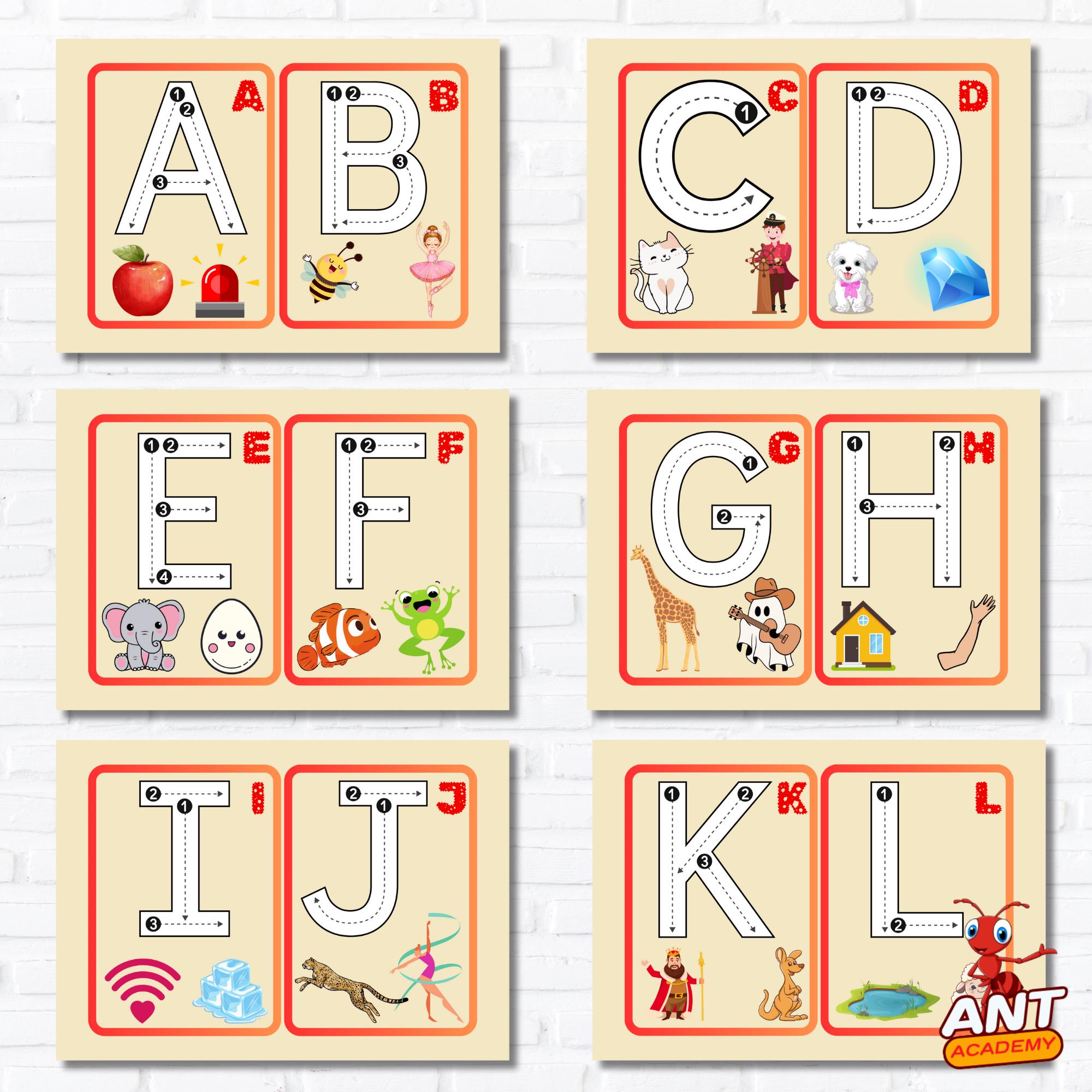 Tracing Alphabet Cards Fun and Educational Printable for Kids Learn ...