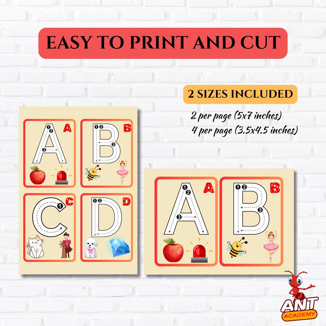 Tracing Alphabet Cards Fun and Educational Printable for Kids Learn ...