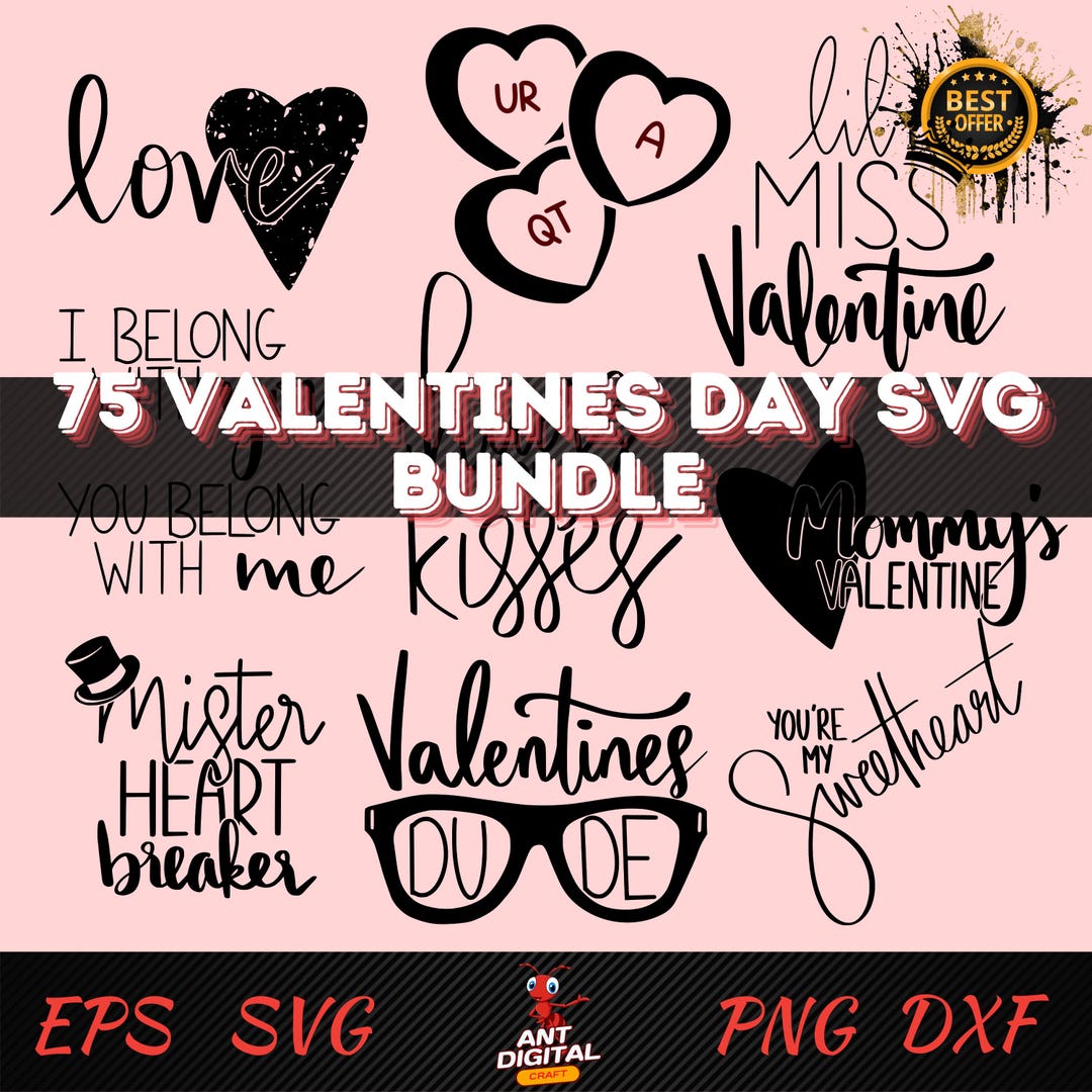 Valentines Day Bundle SVG, Valentine Svg, Valentine Design for Shirts ...