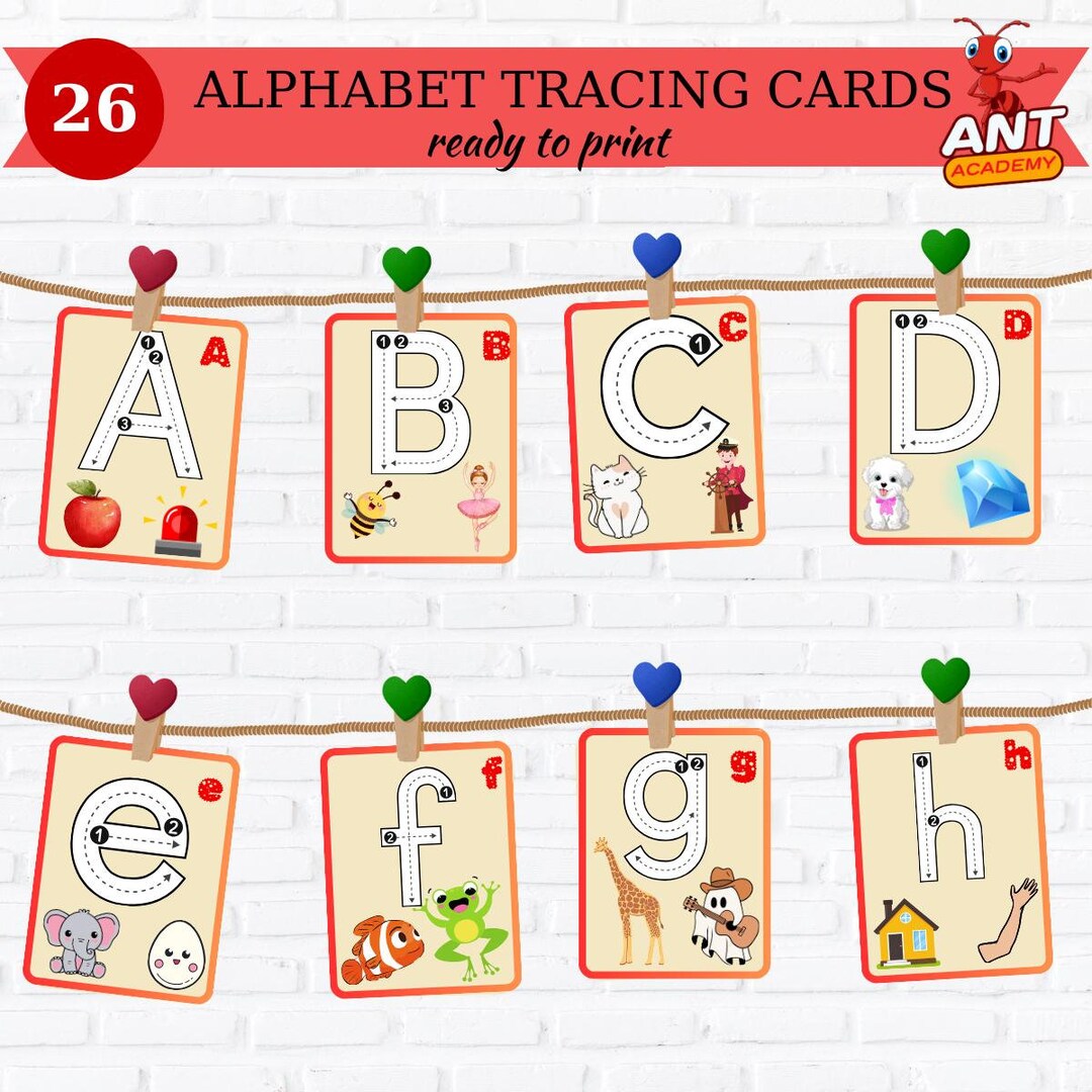 Tracing Alphabet Cards Fun and Educational Printable for Kids Learn ...