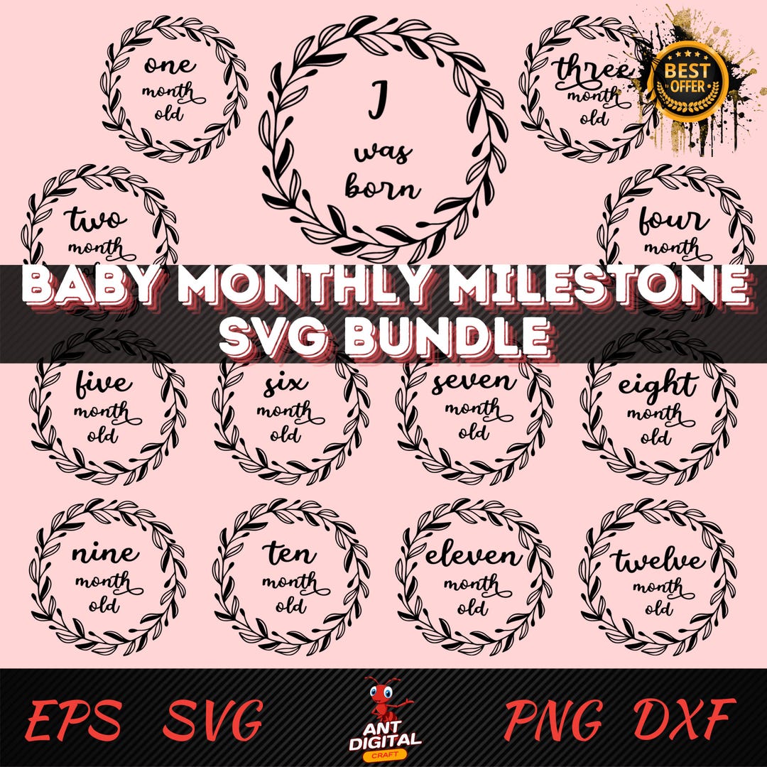 Baby Monthly Milestone SVG Bundle, Glowforge Cricut and Silhouette ...