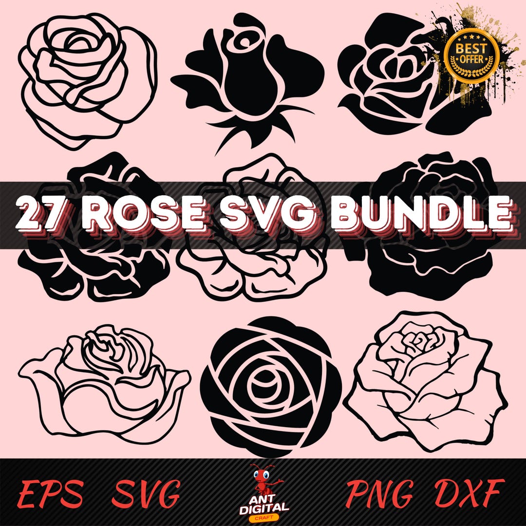 ROSE SVG Bundle, Rose SVG, Rose Clipart, Rose Png, Roses Svg, Flower ...