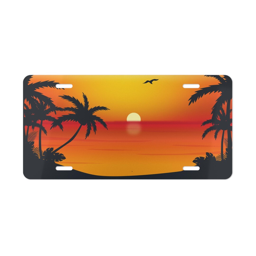 Sunset Beach Aluminum Vanity Plate: Tropical Car Decor - Etsy