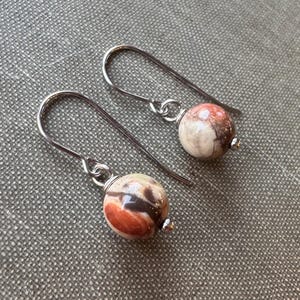 Rainbow Rhyolite Earrings, Tiny Brown and Green Ball Bead Earrings - Etsy