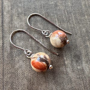 Rainbow Rhyolite Earrings, Tiny Brown and Green Ball Bead Earrings - Etsy