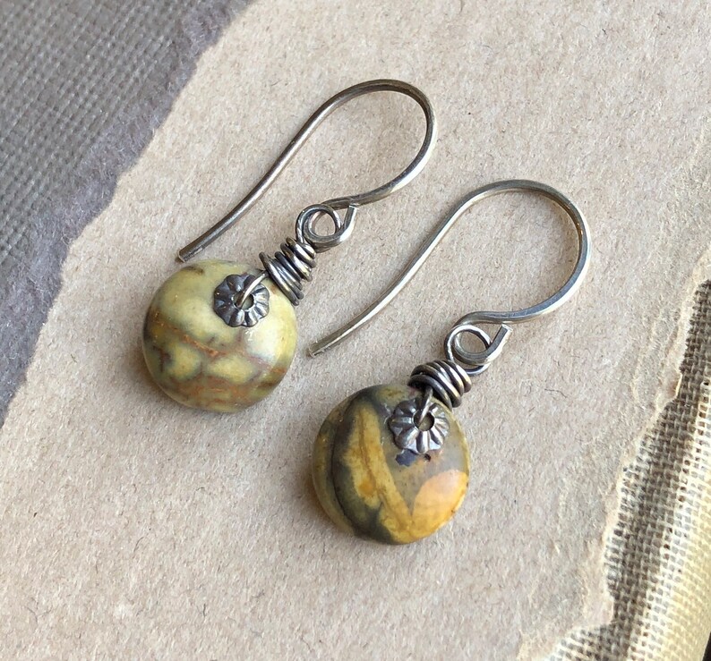 Red Creek Jasper Earrings Antiqued Sterling Silver Gemstone Etsy