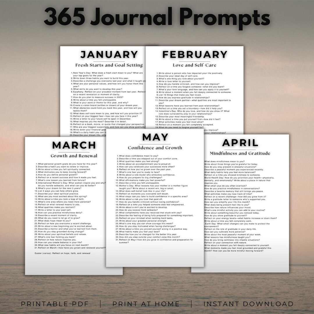 365 Journal Prompts & Affirmations – New Year Reflective Prompts ...