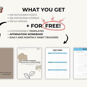 100 Printable Affirmations Bundle With Custom Sizes | Free Workbook ...