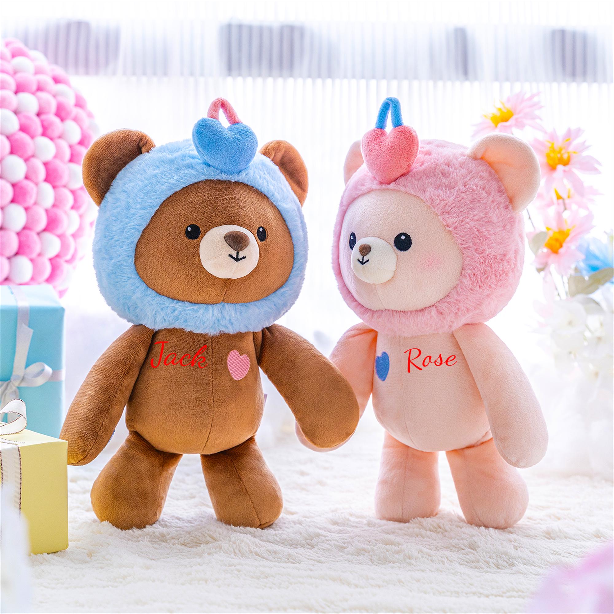 Personalized Couple Bear Plush Doll,custom Name Date,lovers Teddy Bear ...