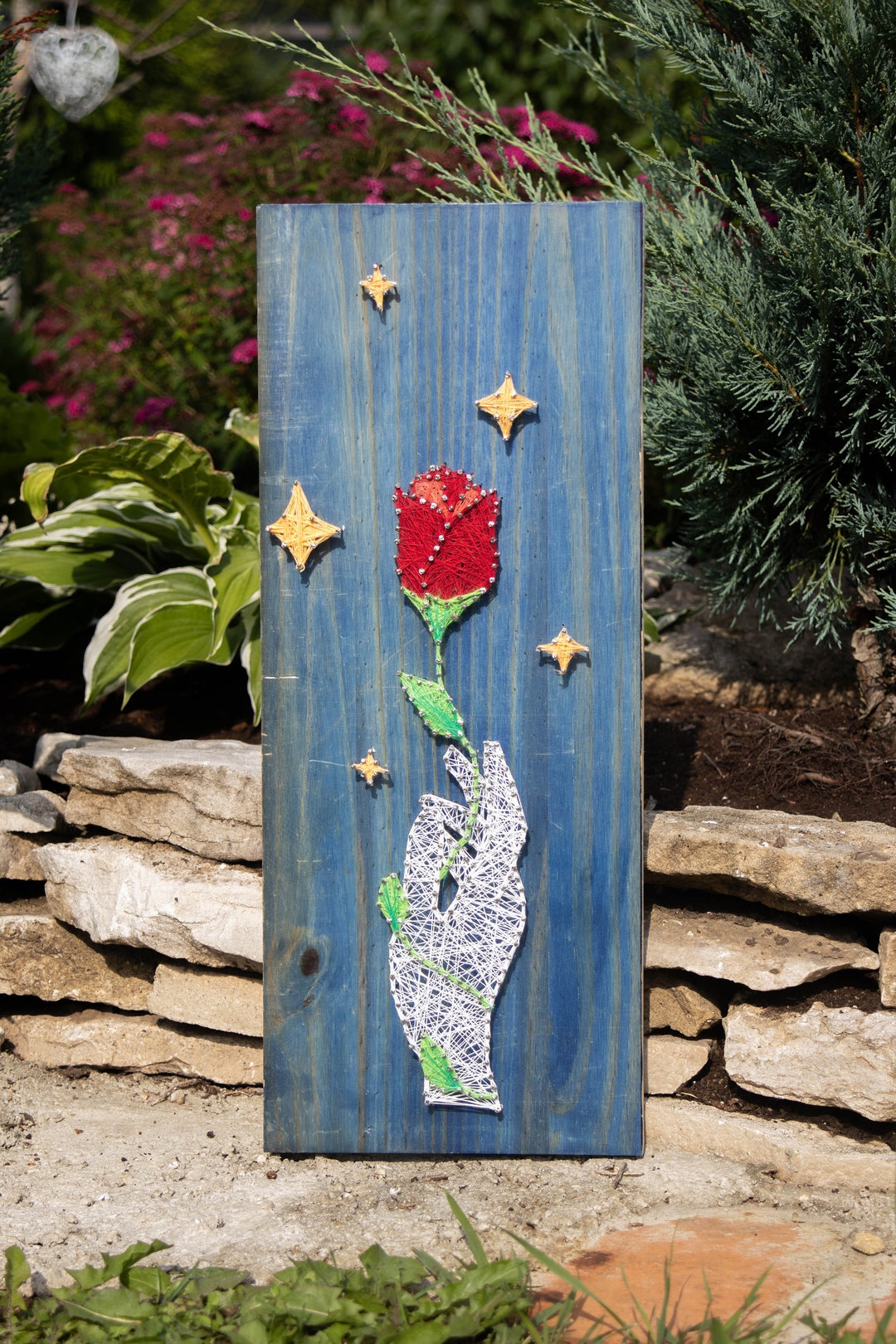 Handmade Hand Holding Rose String Art | Romantic Wall Decor | Recycled ...