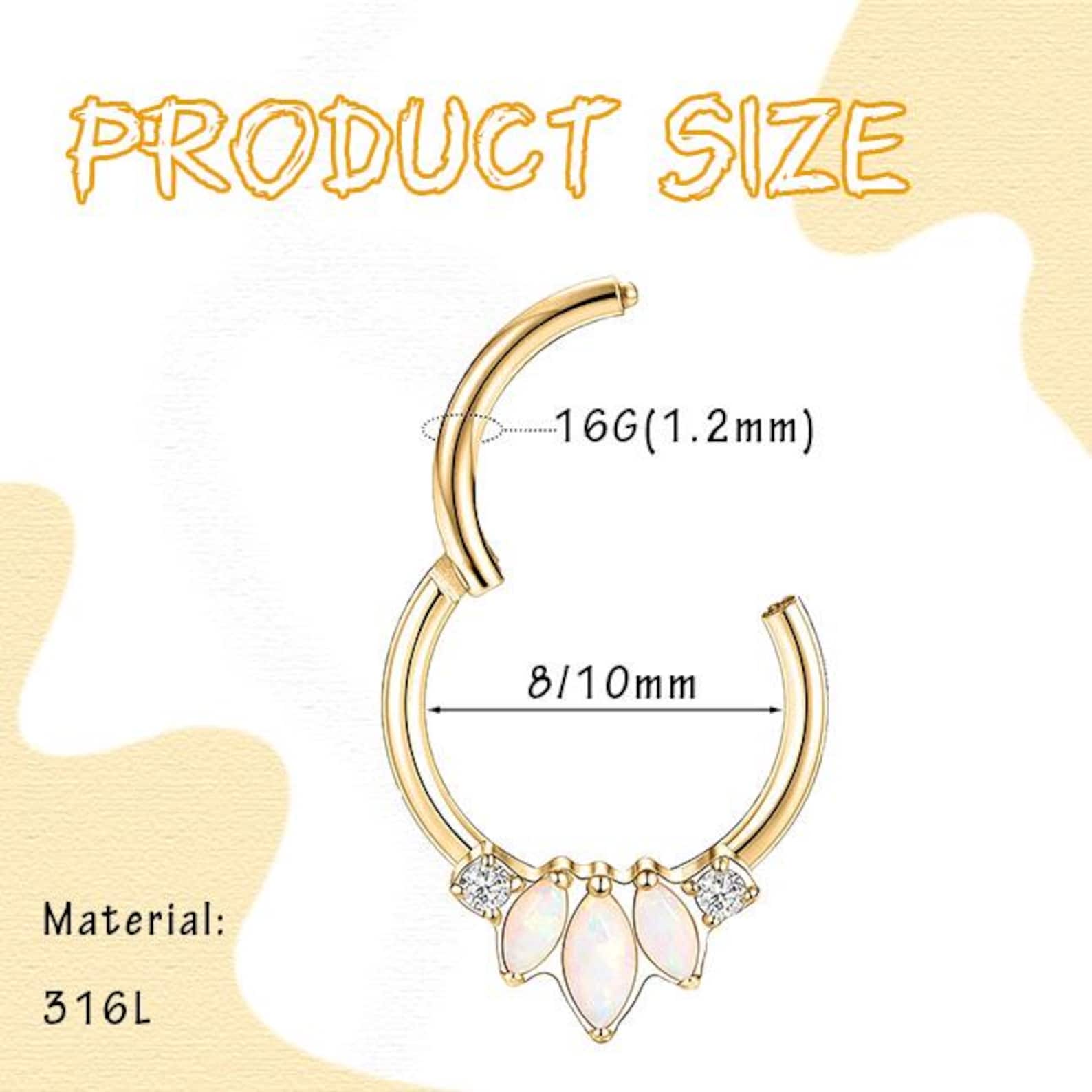 16G Cute Opal Septum Ring Septum Piercing Jewelry Nose Ring Surgical ...