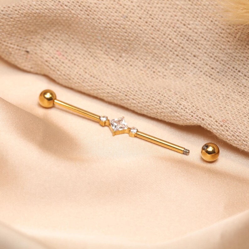 Square Zirconia Industrial Rods Industrial Piercing Jewelry 14G ...