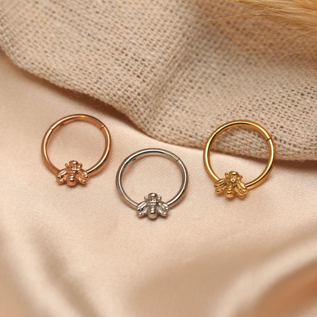 Nasal Septum Ring With Cute Little Bee on the Front Septum Ring 16G ...