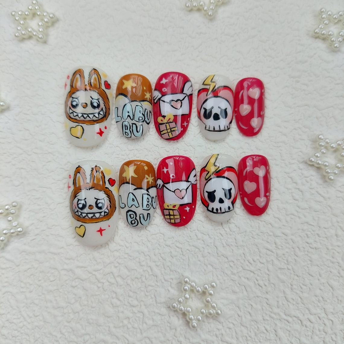 LABUBU Press on Nails | Cute Nails | Japanese Nails |cartoon Nails ...