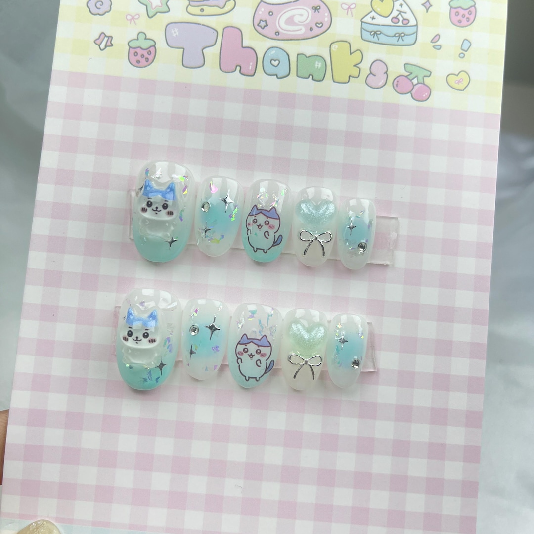 Chiikawa Press on Nails | Cute Nails | Japanese Nails | Short Nails ...