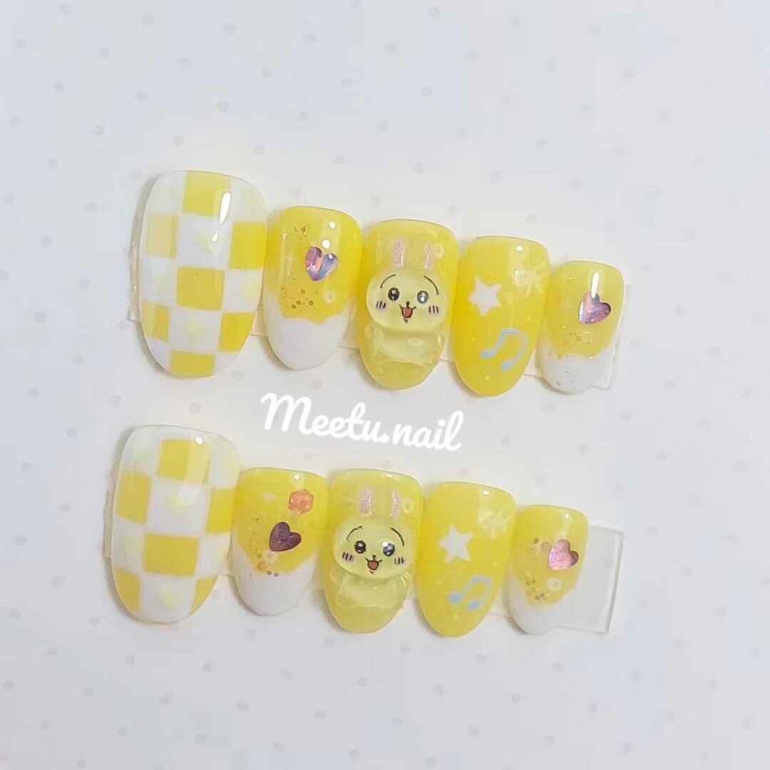 Chiikawa Press on Nails USAGI | Cute Nails | Japanese Nails | Short ...
