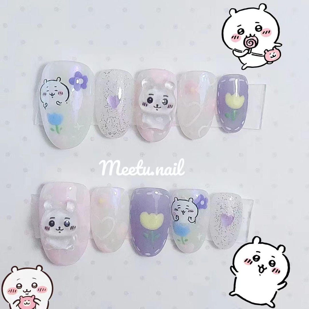 Chiikawa Press on Nails: Handmade Japanese Gel Nails - Etsy