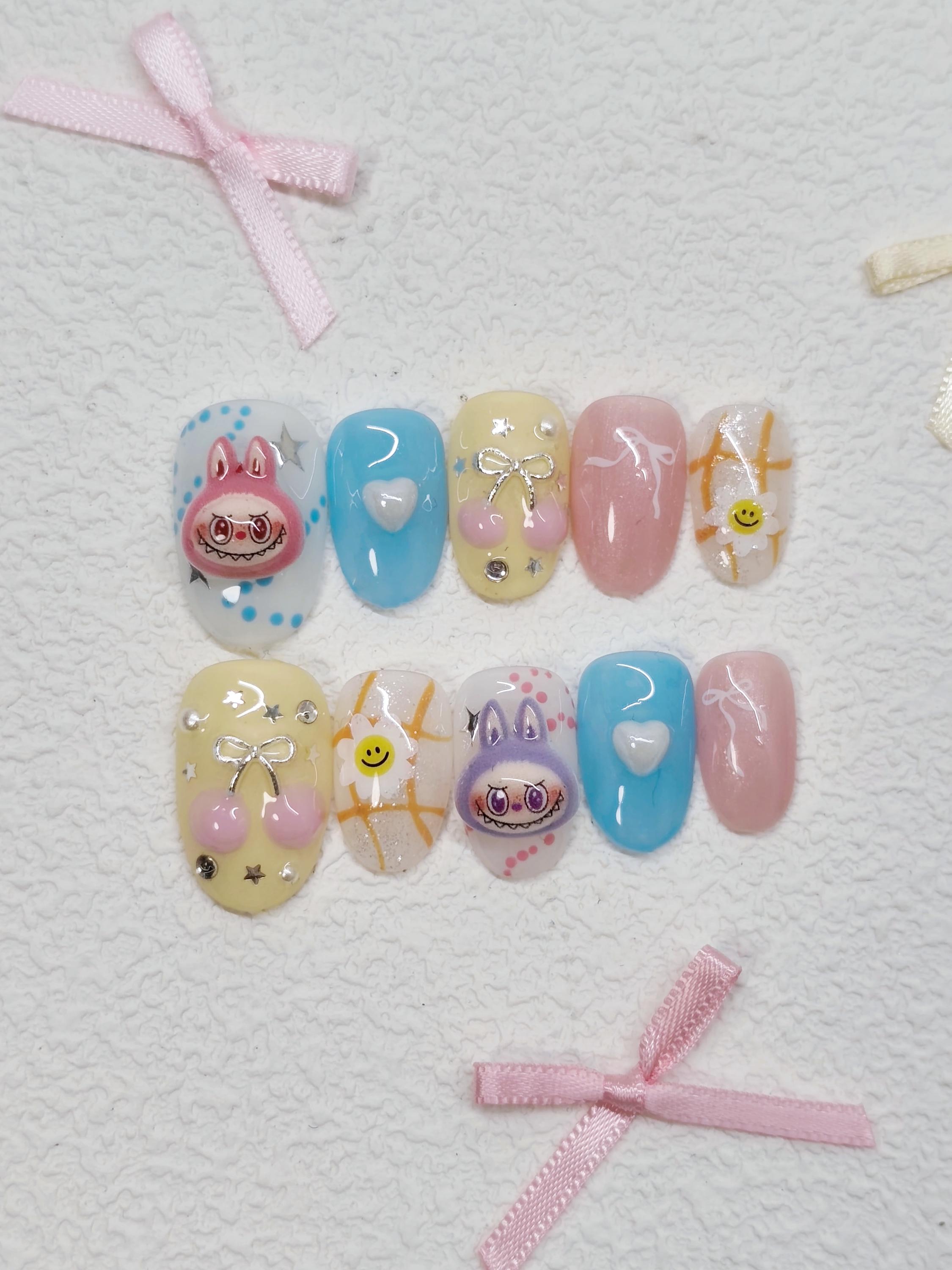 LABUBU Press on Nails | Cute Nails | Japanese Nails |cartoon Nails ...
