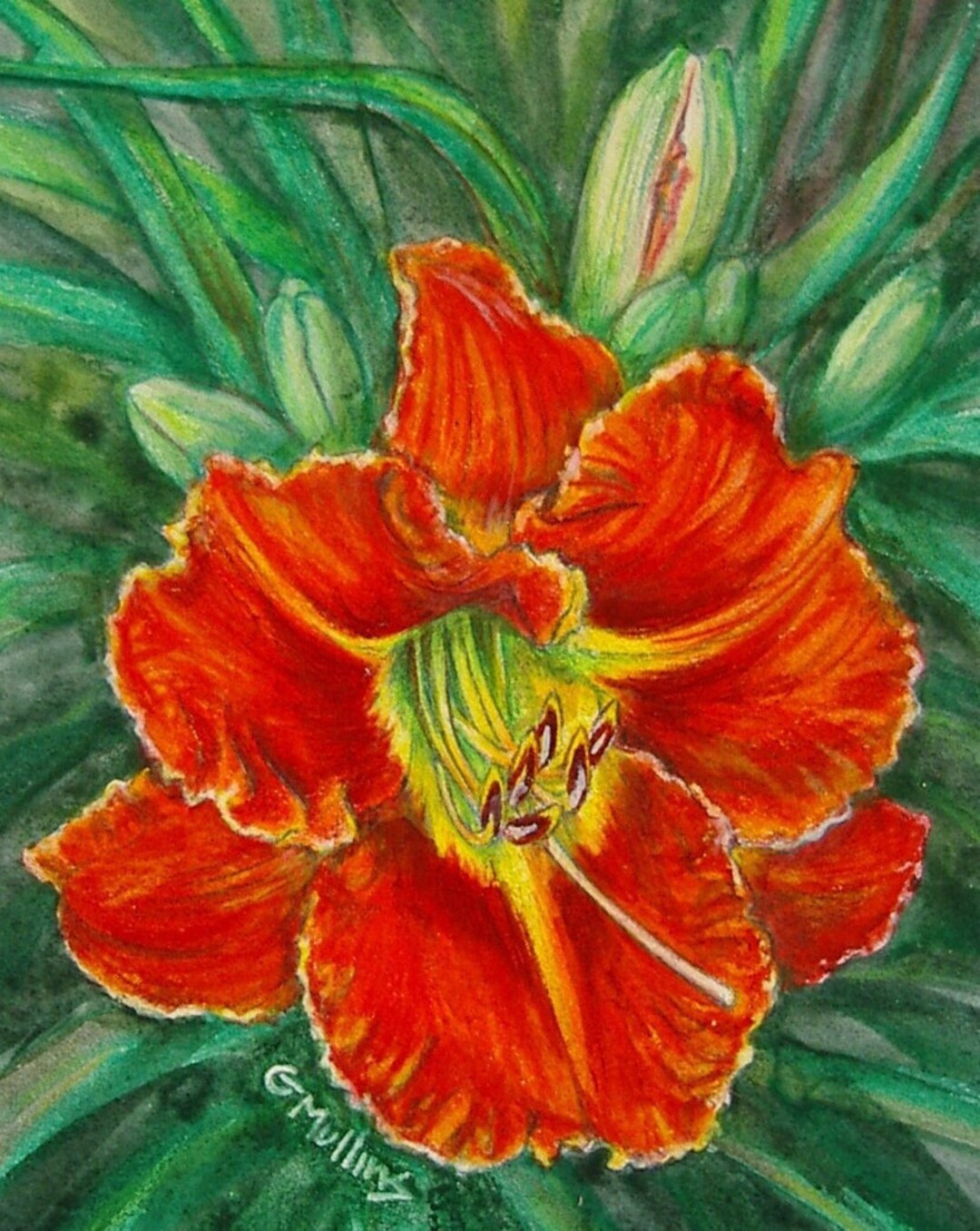 Orange and Yellow Daylily Tijuana Taxi Original Painting Birthday ...