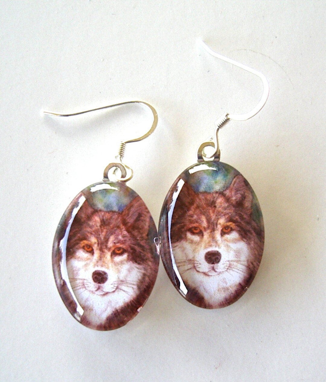 Timber Wolf Earrings School Team Mascot Art Glass Exclusive Colored ...