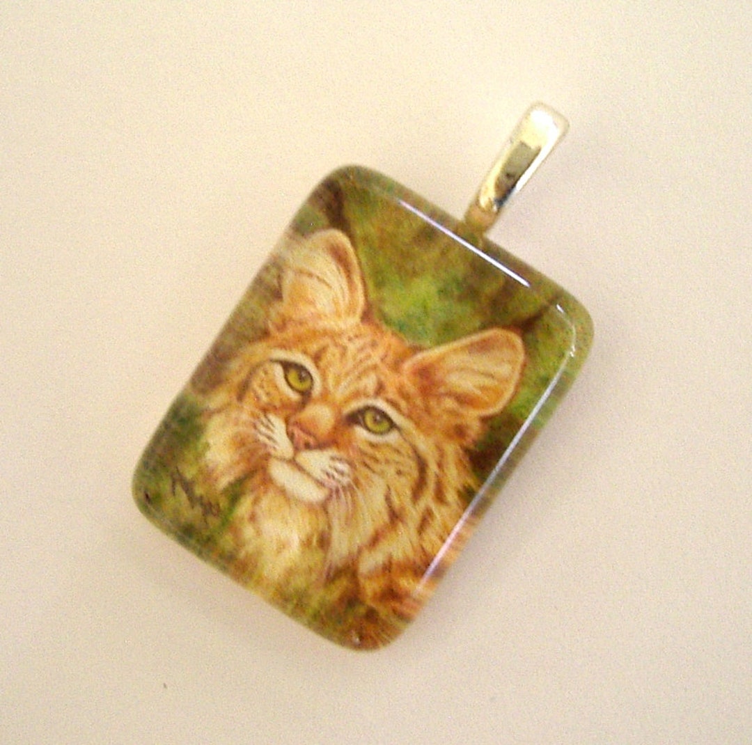 Lynx Cat Jewelry Pendant Bobcat or Wildcat School Mascot Exclusive Art ...