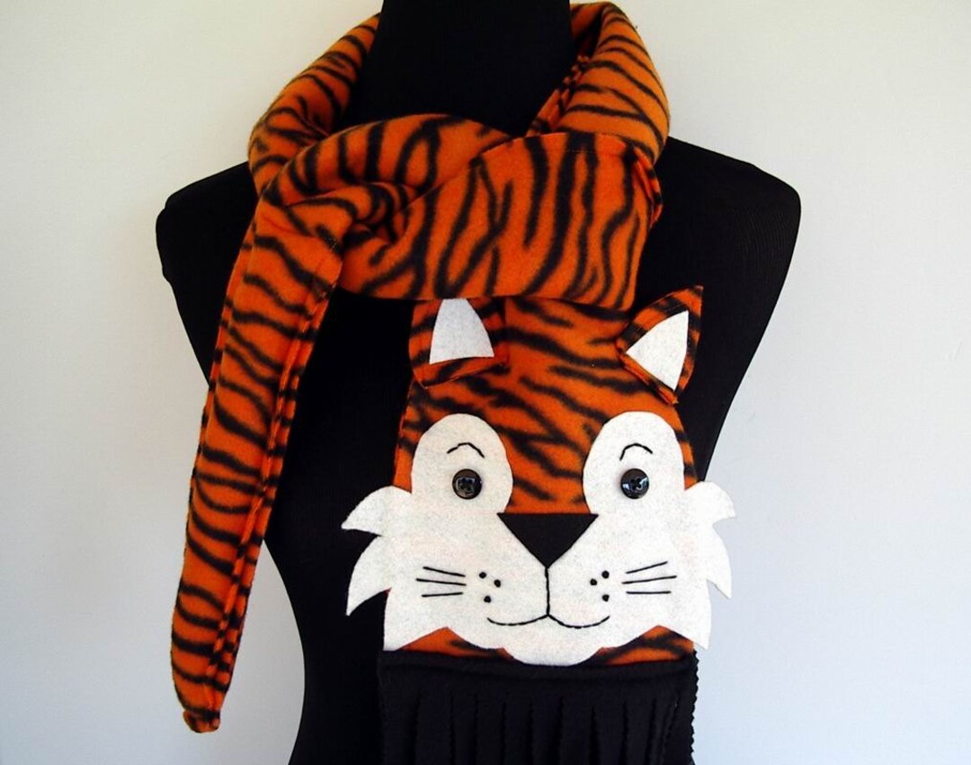 Fleece Tiger Scarf Orange Tiger Tail Cat School Team Mascot - Etsy