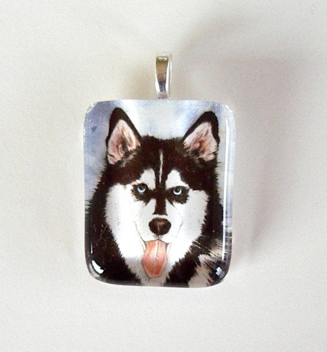 Dog Pendant Husky Dog School Team Mascot Jewelry Exclusive Art Glass ...