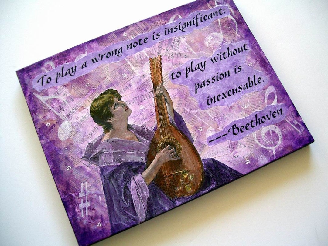 Beethoven Quote Painting Original Collage Art Mandolin Player on Canvas ...