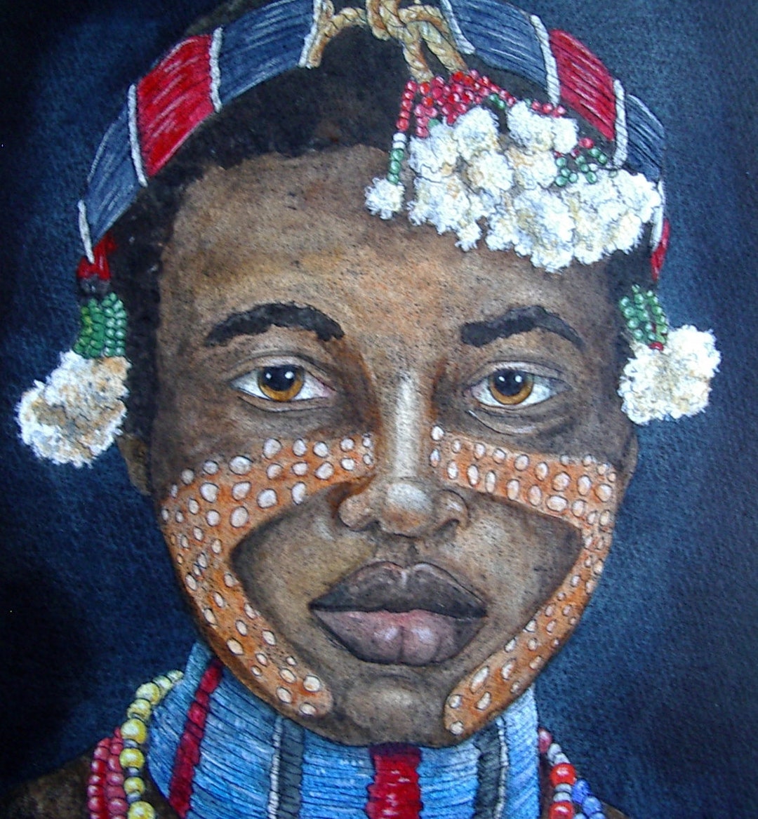 African Girl Portrait Painting Native Woman Original Watercolor and ...