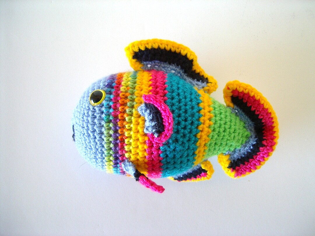 Fish Rattle Toy Amigurumi Crochet Multiple Bright Colors Stuffed Toy ...