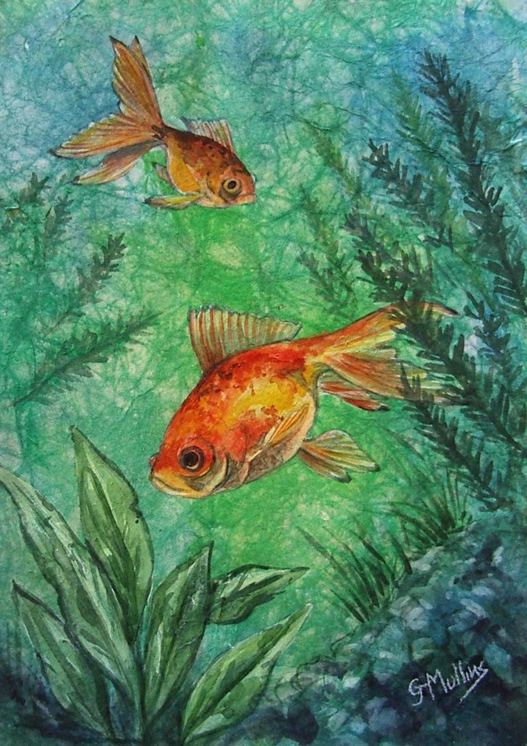 Two Goldfish Painting Aquarium Original Watercolor Art by Allkindsofart ...