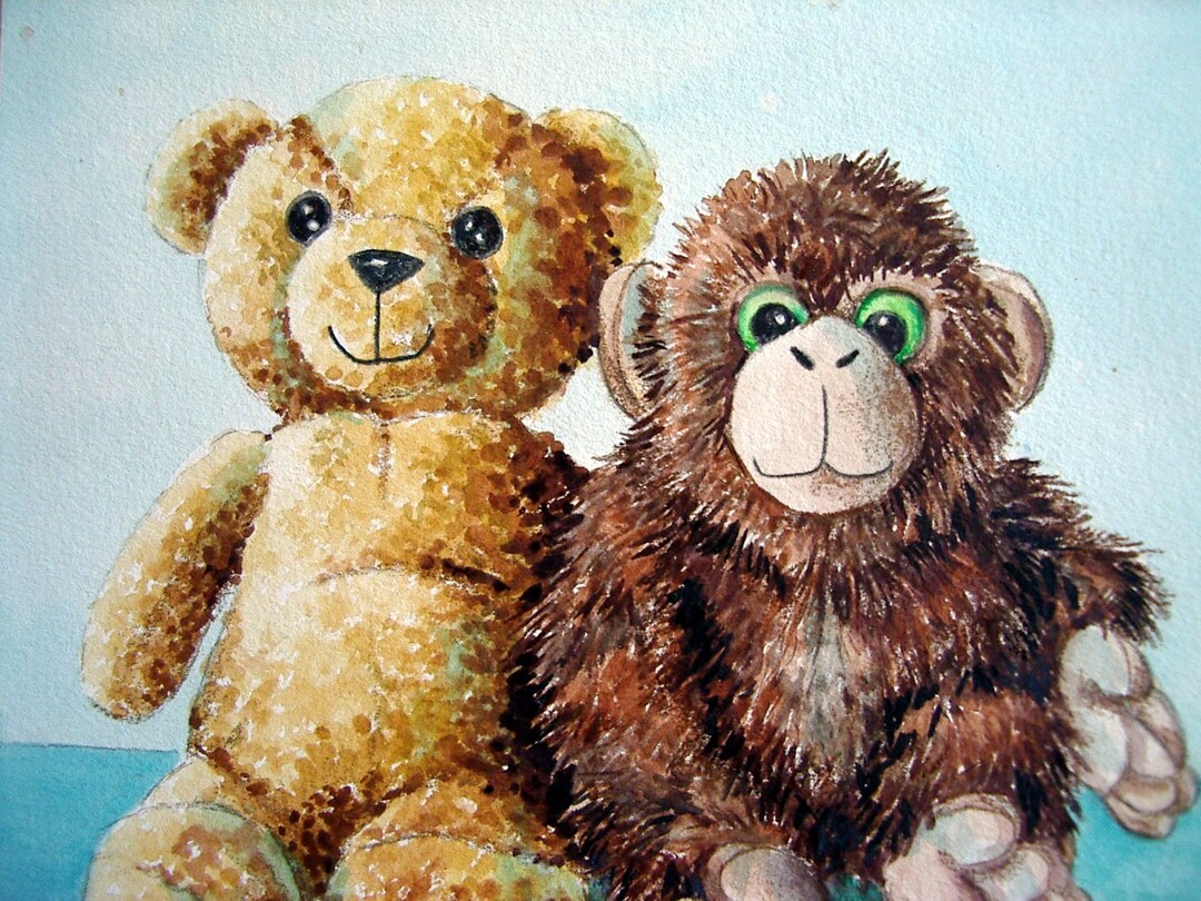 Stuffed Toys Monkey Dinosaur Teddy Bear Painting Original Demonstration ...