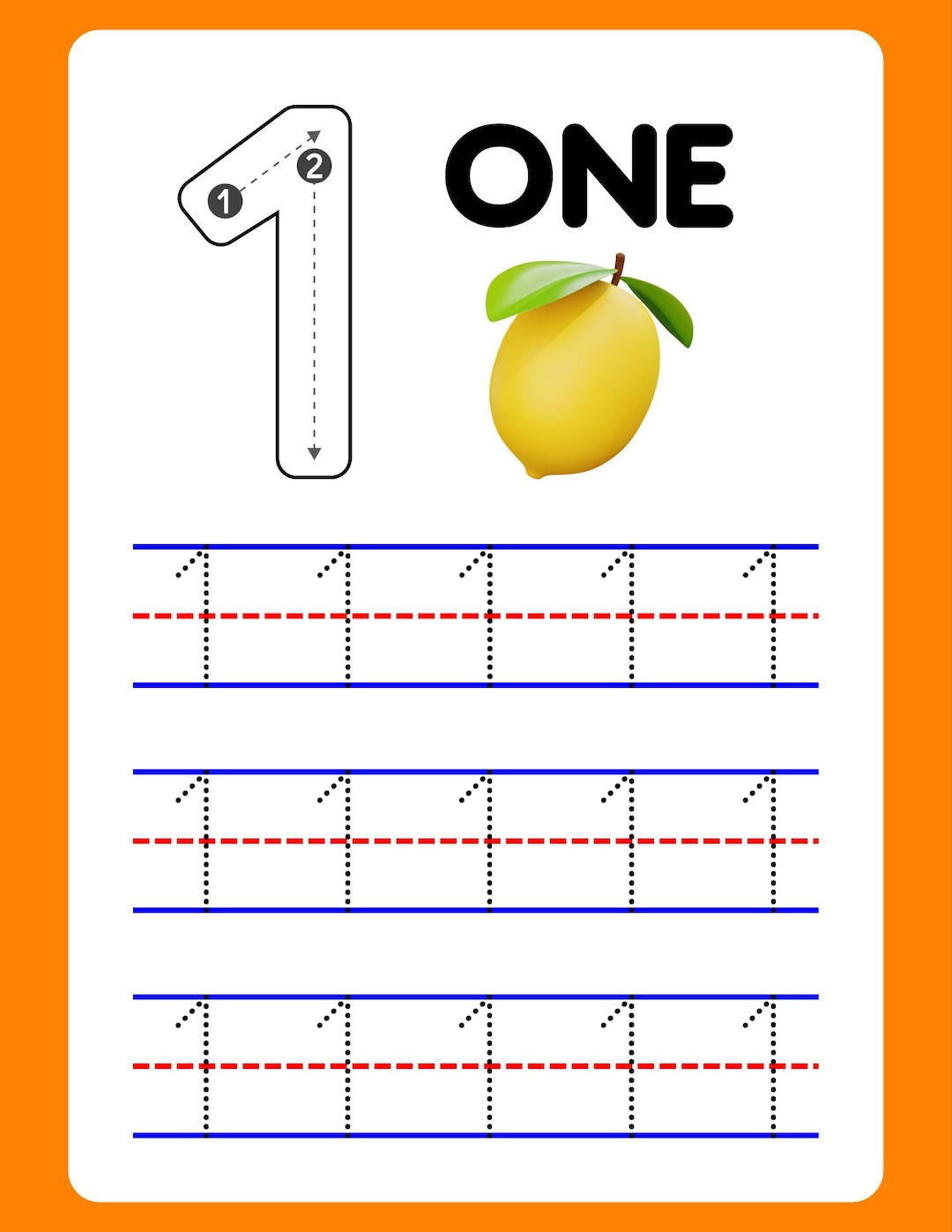 Tracing Number 1-10 Worksheets in Colorful Illustrative Style - Etsy