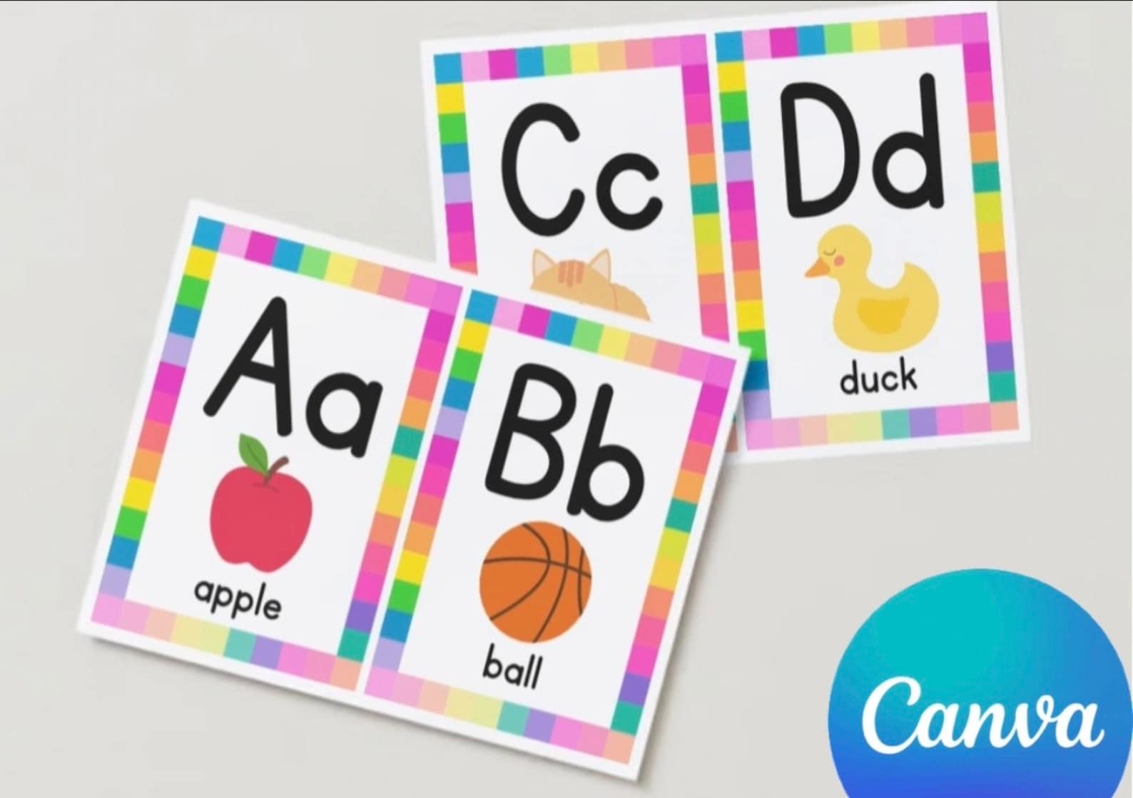 Printable or Digital Download Alphabet Learning Flash Cards Pre K ...