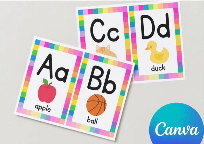 Printable or Digital Download Alphabet Learning Flash Cards Pre K ...