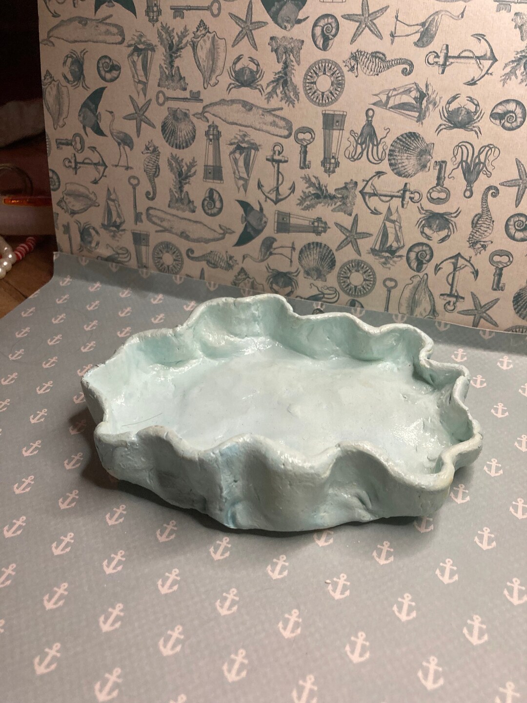 Light Blue Clay Pinterest-inspired Jewelry Dish | Organic Wavy Design ...