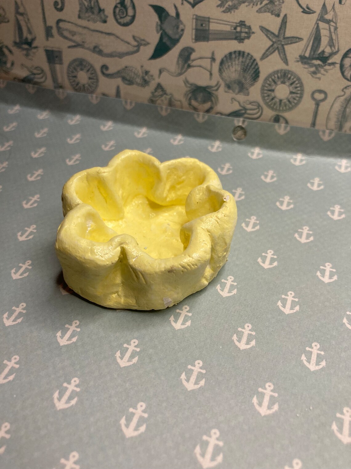 Light Yellow Clay Pinterest-inspired Jewelry Dish Cute Flower Design ...