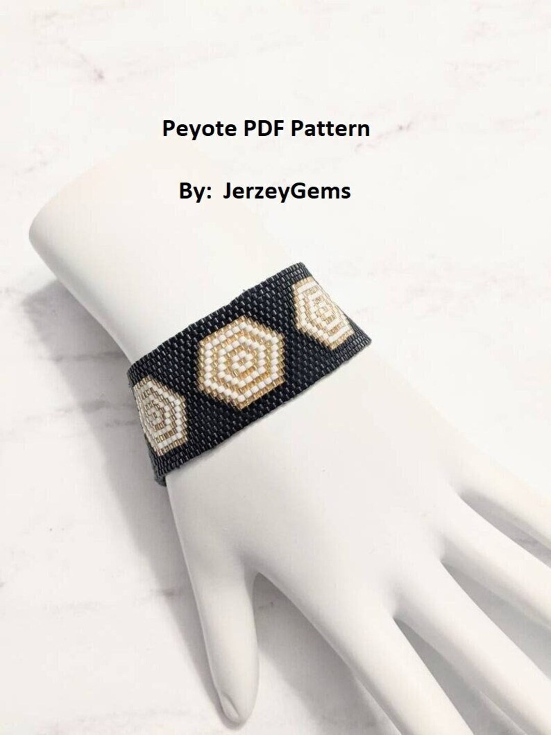 Geometric Peyote Stitch Bracelet Pattern, Wide Beaded Peyote Cuff ...