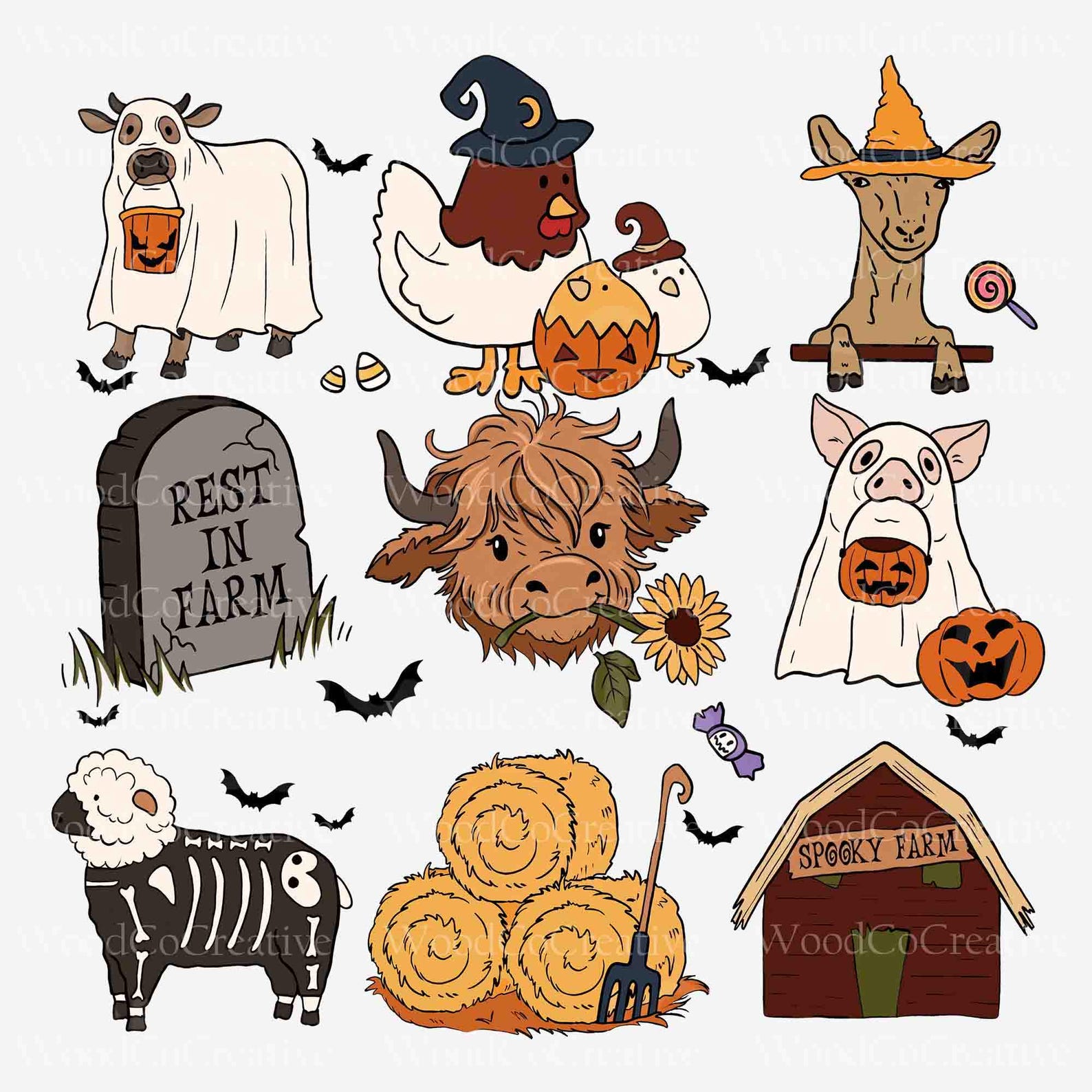 Highland Cow Halloween PNG, Halloween Png, Spooky Farm Png, Western ...