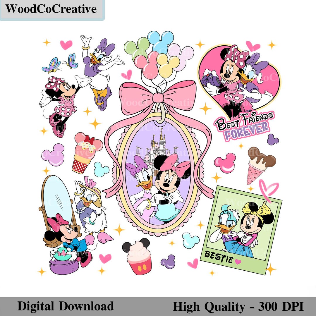 Mouse and Friends Cute Coquette Bow PNG, Magical Kingdom Png, Family ...